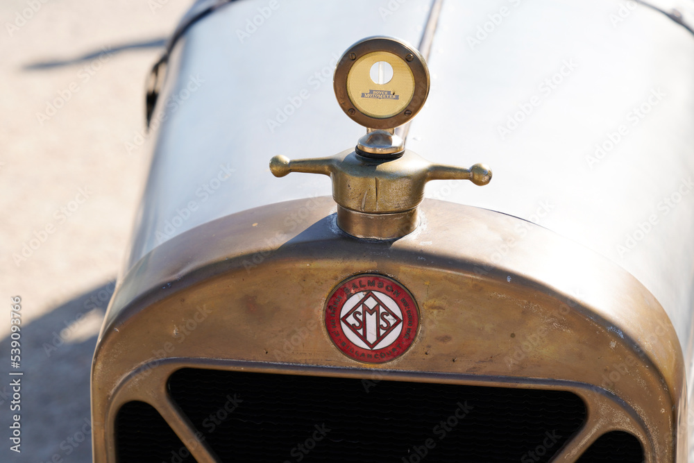 Salmson sms and boyce motometer text brand and logo sign on car vintage ...