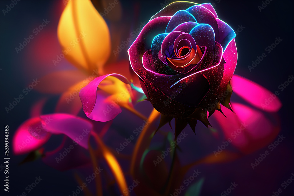 Neon Rainbow Roses Wallpaper