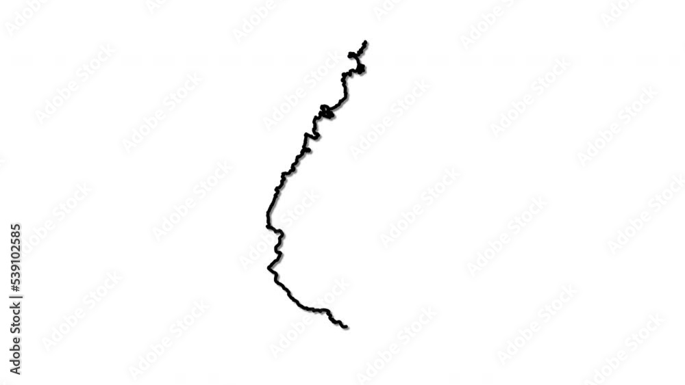 Saint Lucia map, country territory outline self drawing animation. Line ...
