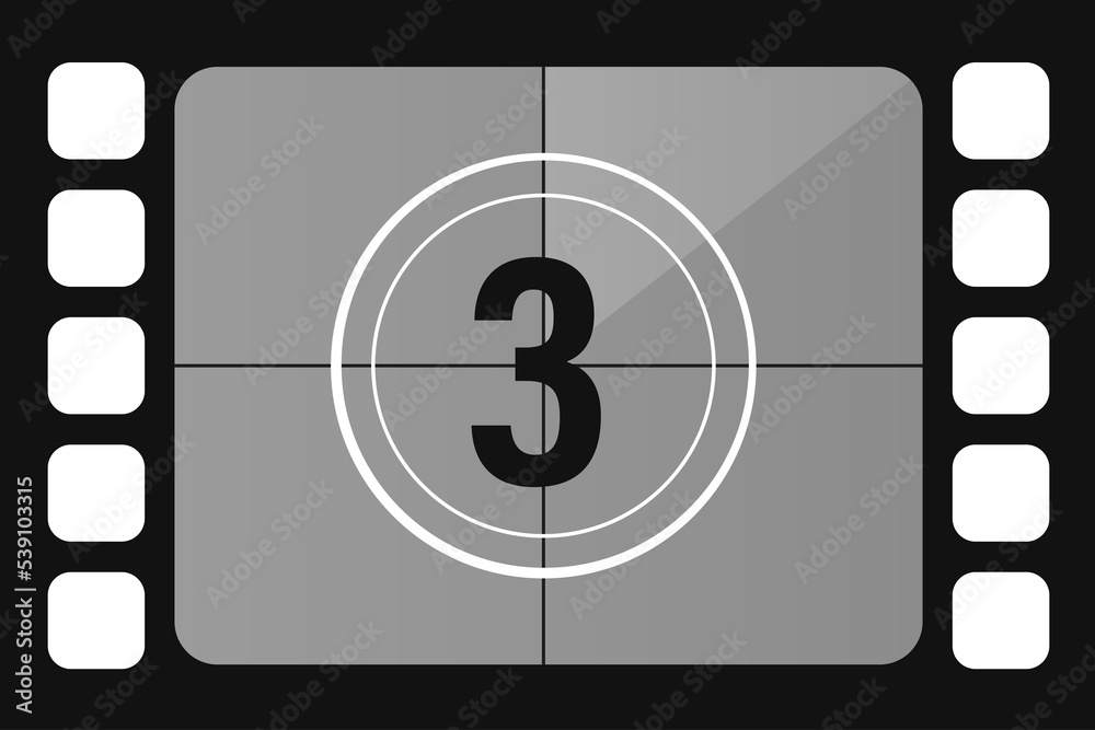 Great countdown footage of classic movie number three. Old fashioned ...