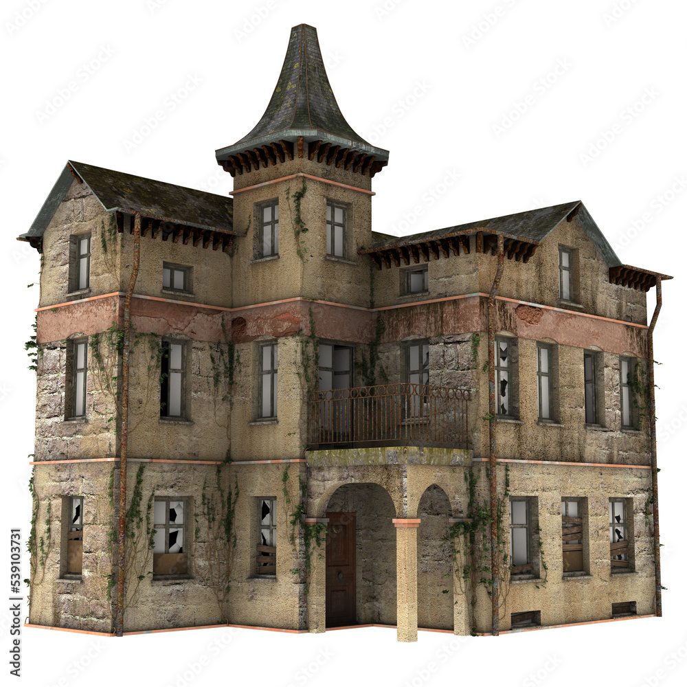 3D rendered Old Abandoned Building on Transparent Background - 3D ...