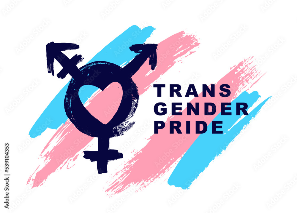 A symbol and a sign of transgender pride. Blue, pink and white brush ...