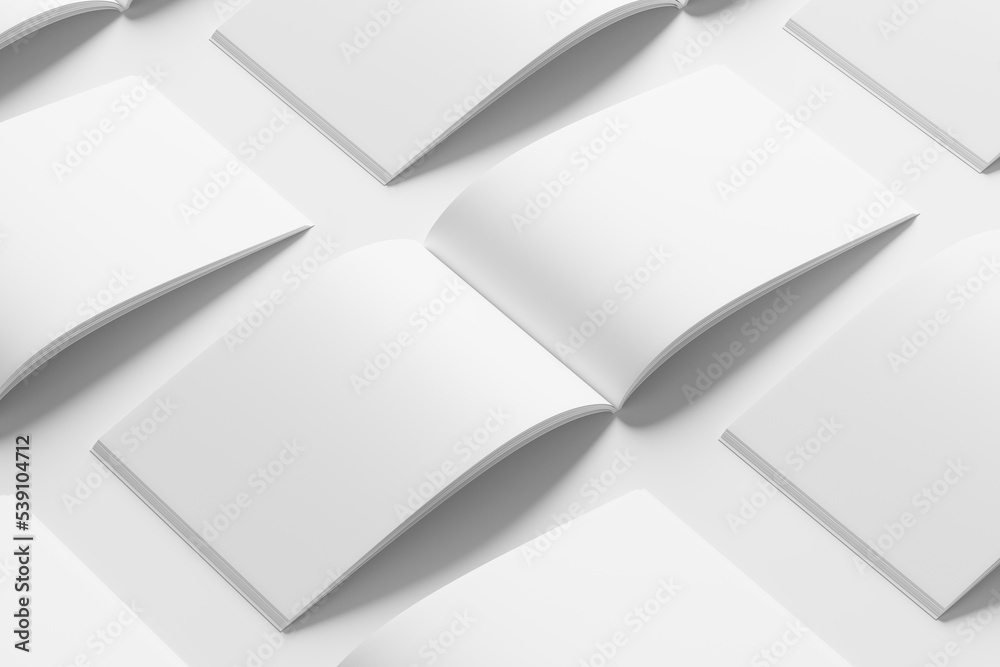 A4 Landscape Horizontal Magazine Brochure 3D Rendering White Blank ...