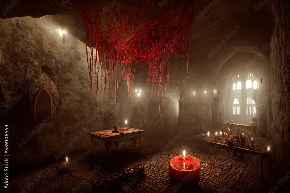 terrifying torture chamber of Dracula's castle. Setting for horror ...