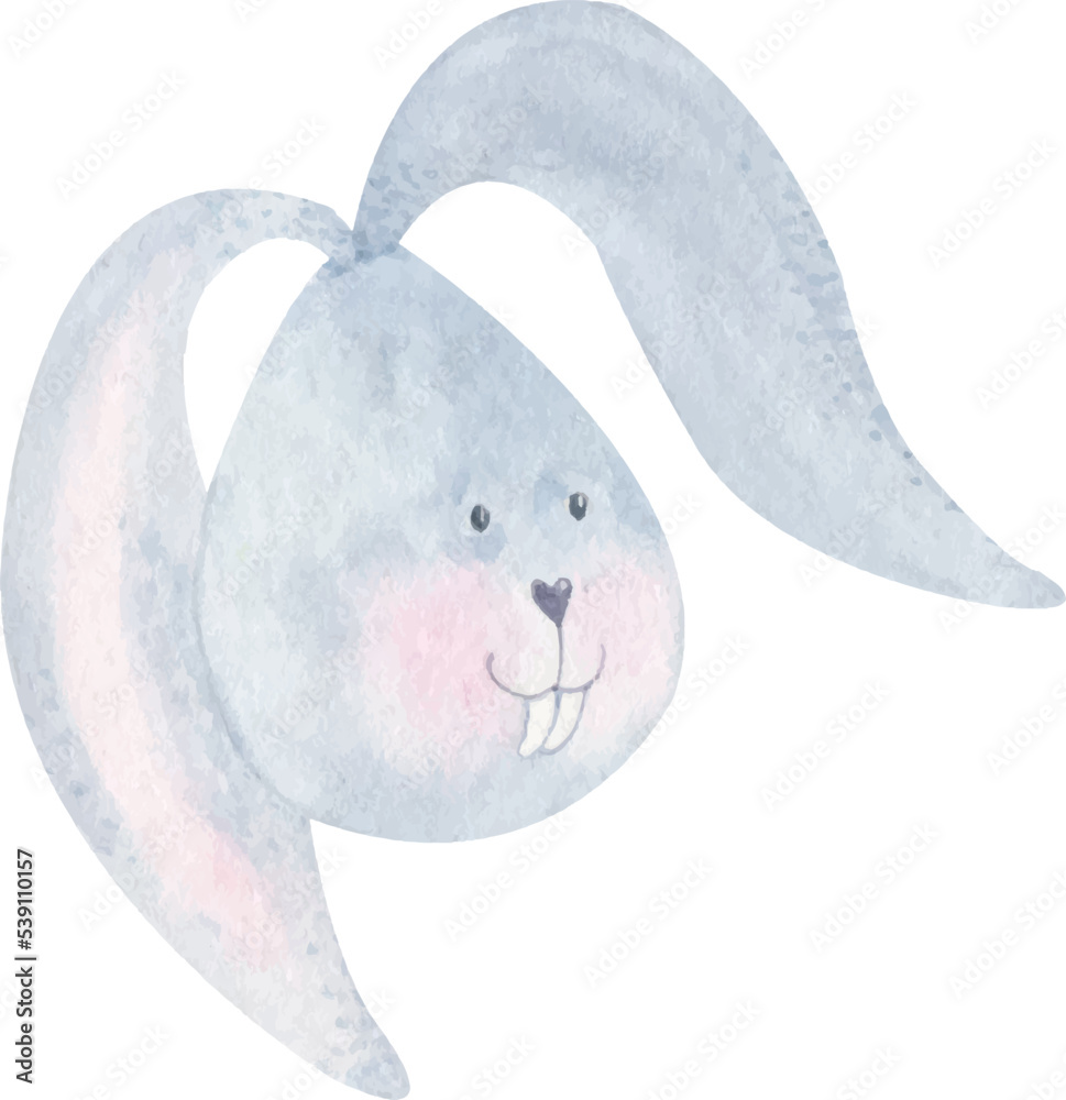 Web Head of a cute toothy rabbit with long ears. Single vector object ...