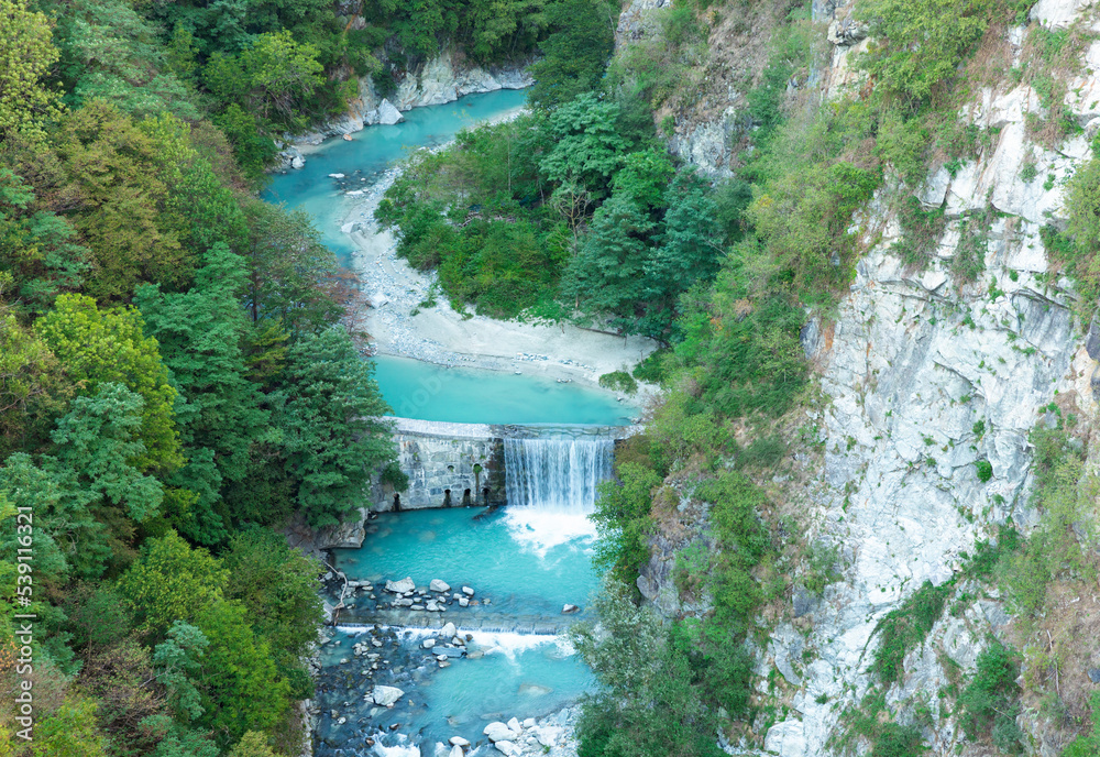 Cascades at Gola delle Cassandre gorge at Sondrio, Valtellina, Italy ...