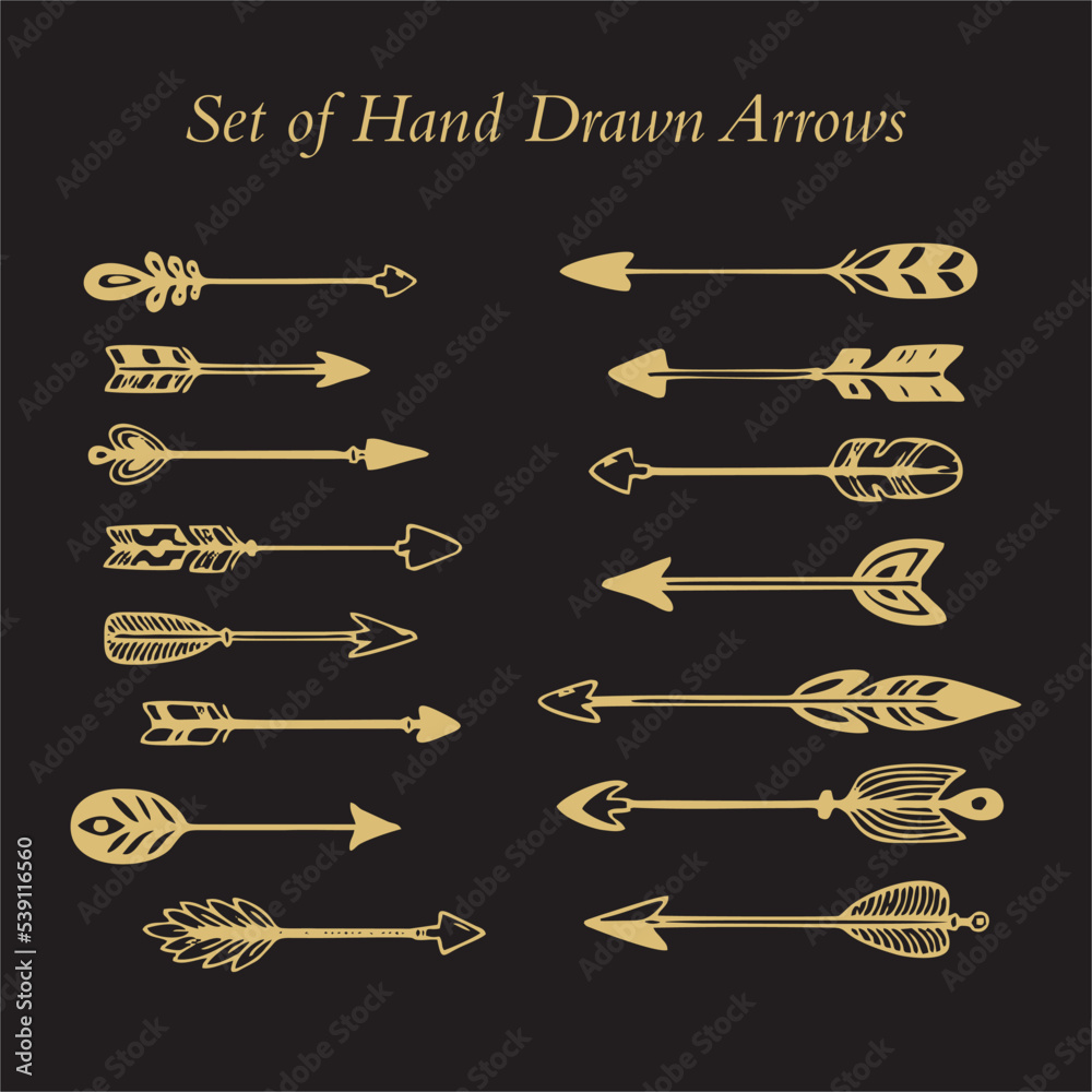 Hand made arrows for bow set. Contour black weapons indian tribes ...