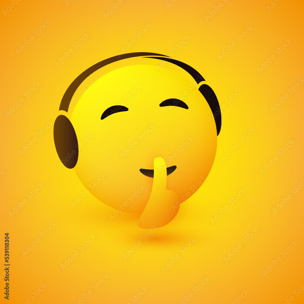 Be Quiet! - Face with Finger on Mouth Listening to Music, Gesturing ...