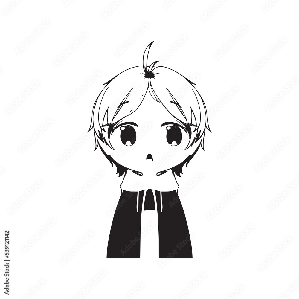 Anime Boy Face From Cartoon With Cute Anime Face On Black And White anime-boy-face-from-cartoon-with-cute-anime-face-on-black-and-white