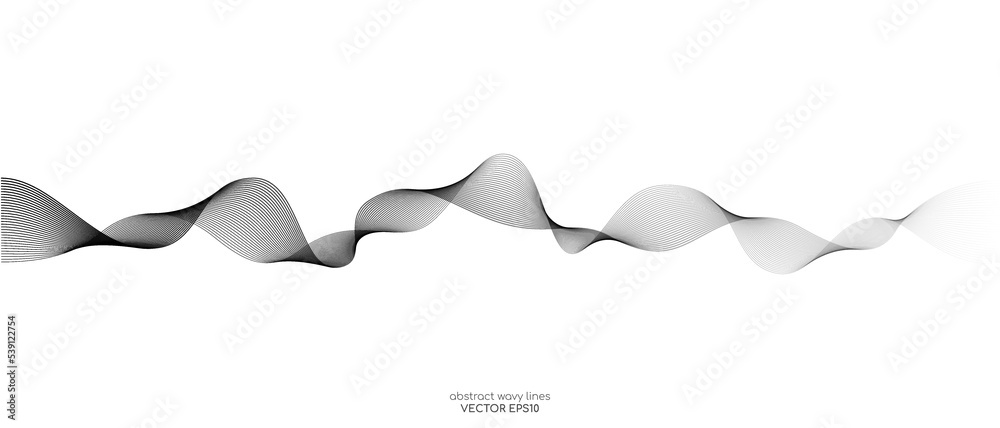 Abstract wave line flowing isolated on white background for vector ...