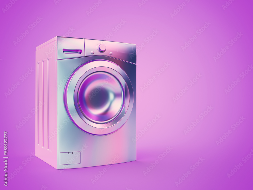 3d rendered illustration of a chrome washing machine Stock Illustration ...