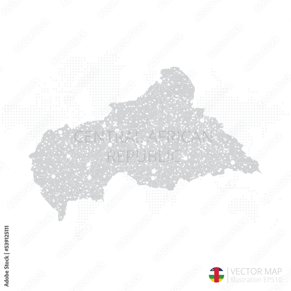 Central African Republic grey map isolated on white background with ...