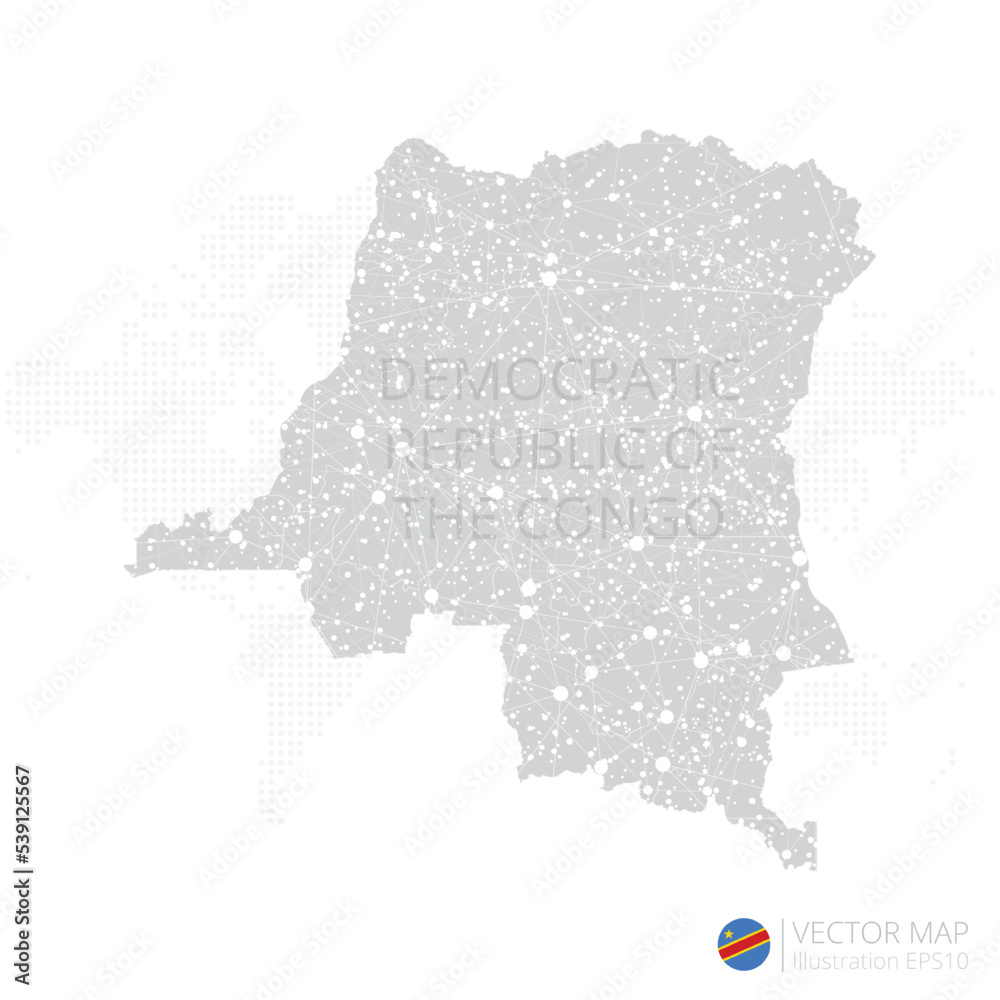 Democratic Republic of the Congo grey map isolated on white background ...