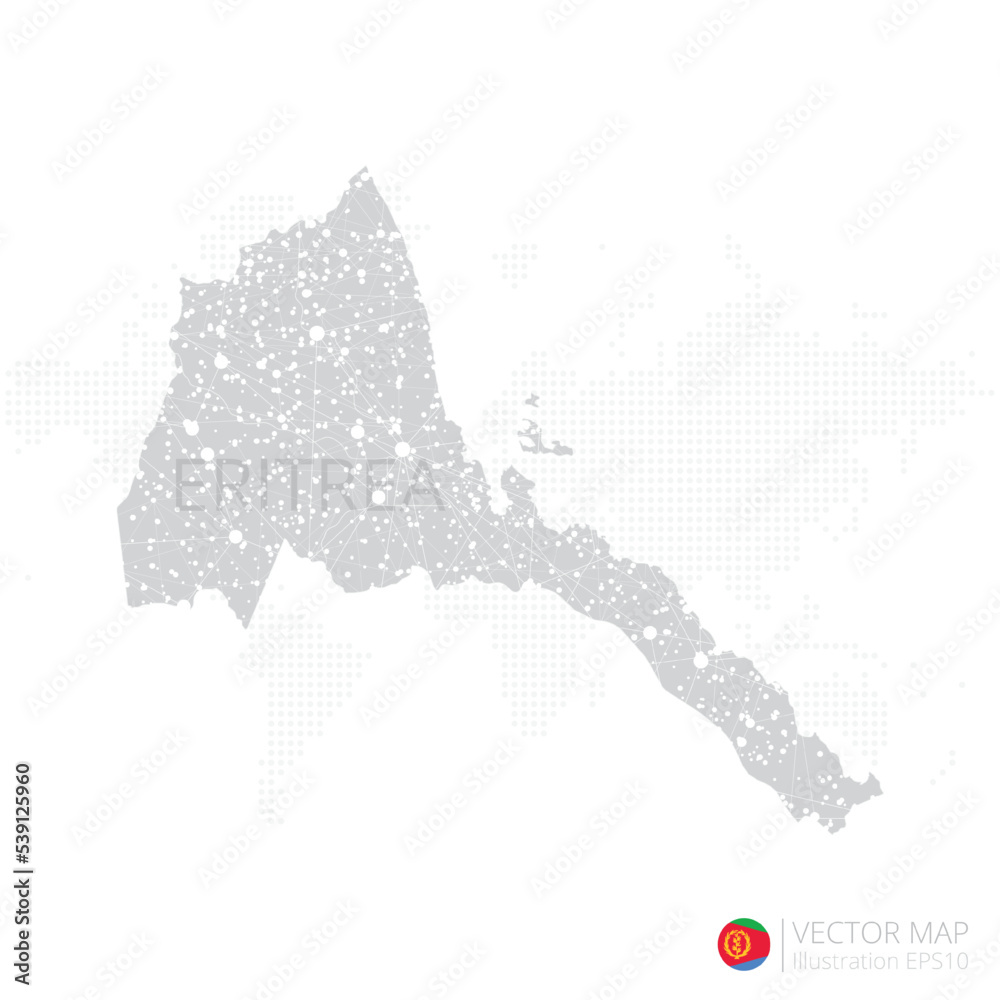Eritrea Grey Map Isolated On White Background With Abstract Mesh Line And Point Scales Vector