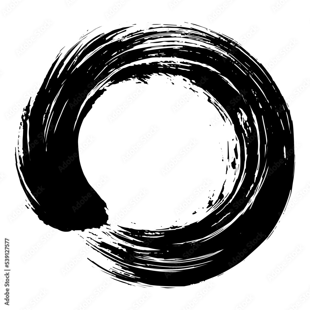 Enso Zen Japanese Circle Brush Stroke Shodo Sumi-e Vector Illustration ...