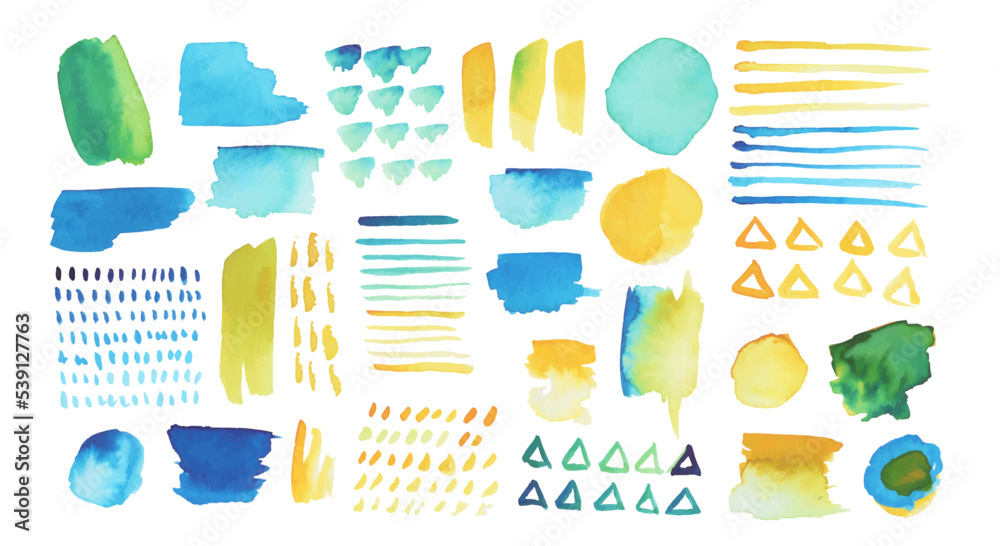 Watercolor vector brush strokes illustration. Set of beautiful vector ...
