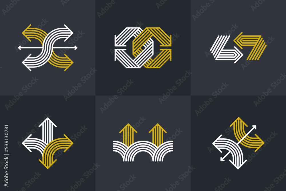 Arrow vector original logos set isolated, pictogram symbol of double ...