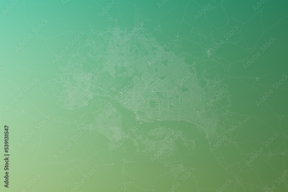 Map of the streets of N'Djamena (Chad) made with white lines on ...