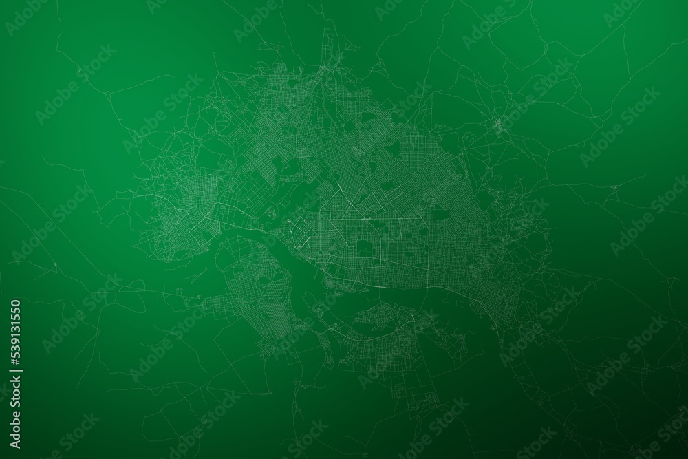 Map of the streets of N'Djamena (Chad) made with white lines on ...