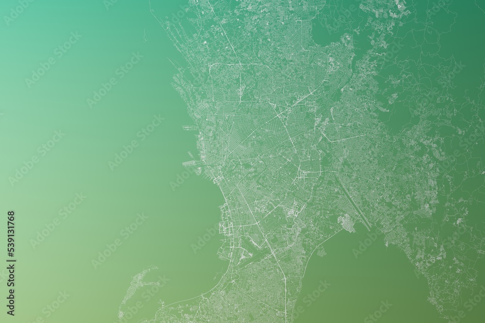 Map of the streets of Manila (Philippines) made with white lines on ...