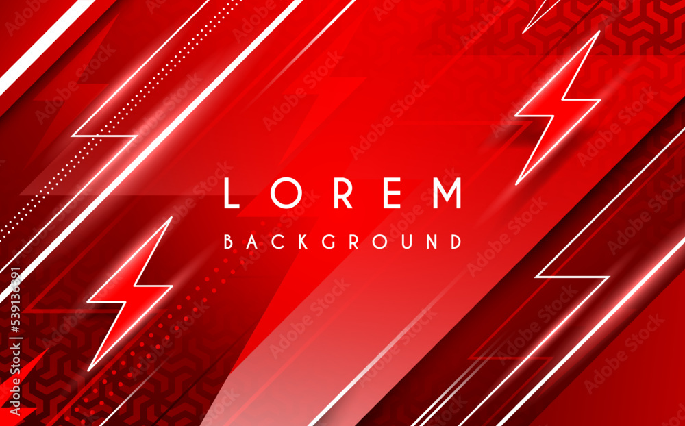 Abstract red and white shapes with lightning sign background Stock ...