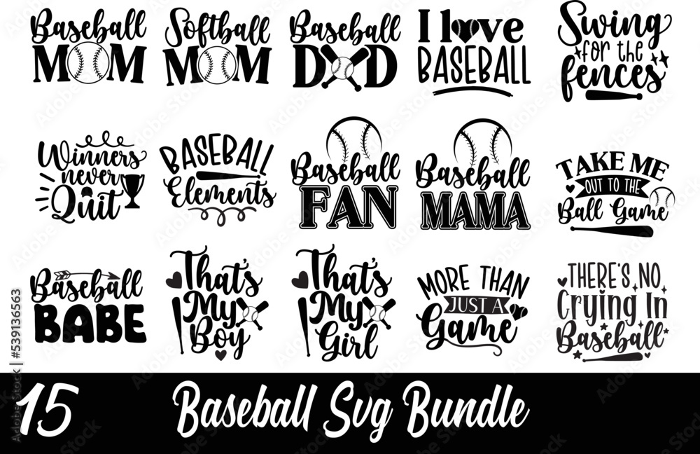 Baseball Svg Bundle Baseball Svg Cut File Stock Vector Adobe Stock