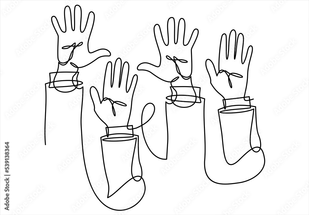 Continuous line, drawing of hand is lifting Stock Illustration | Adobe ...