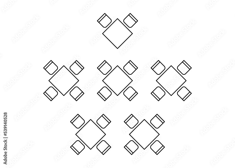 Plan for arranging seats and tables in interior square on event banquet ...