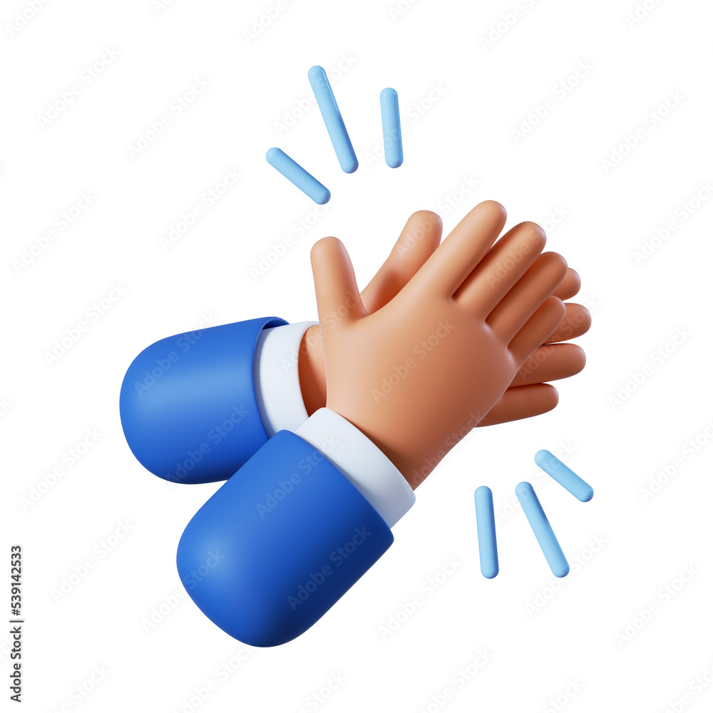 3d illustration. Bravo icon. Cartoon character hands clapping or ...