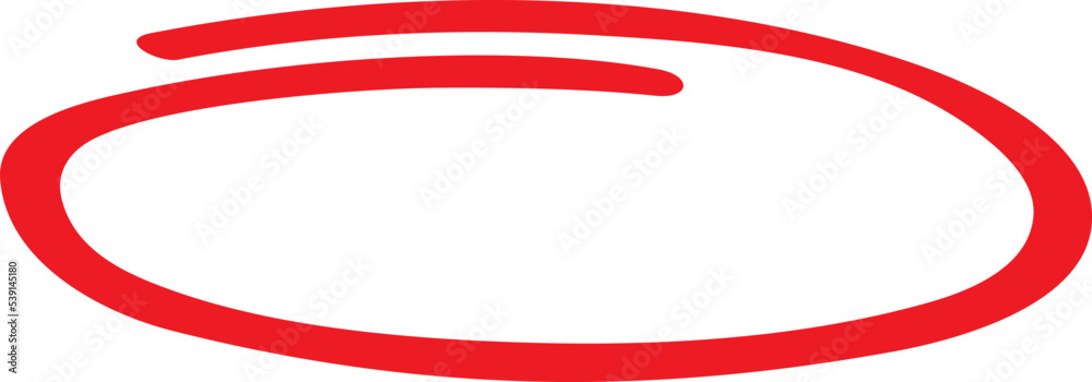 Red circle, pen draw. Highlight hand drawing different circles isolated ...