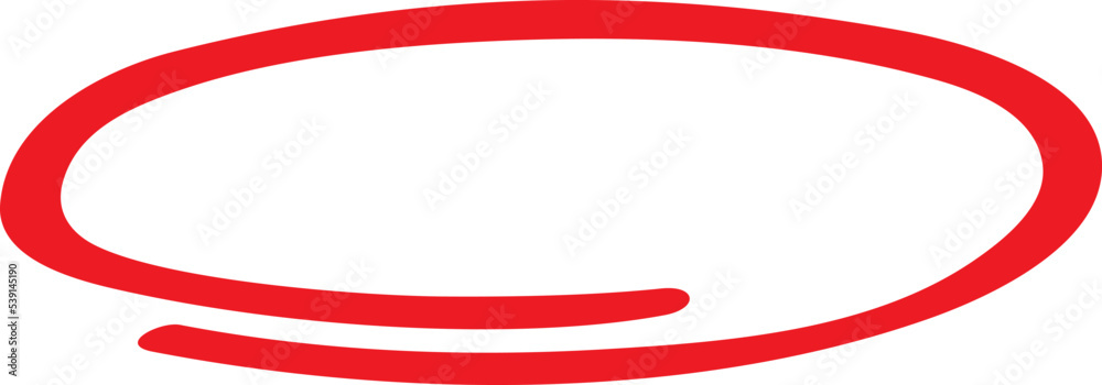 Red circle, pen draw. Highlight hand drawing different circles isolated ...