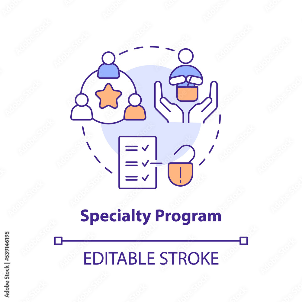 Specialty program concept icon. Exclusivity loyalty customers system ...
