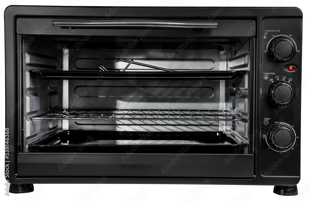 black electric ovenclose up front view on transparent background ...
