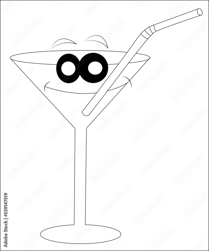 funny cocktail coloring page for kids Stock Vector | Adobe Stock