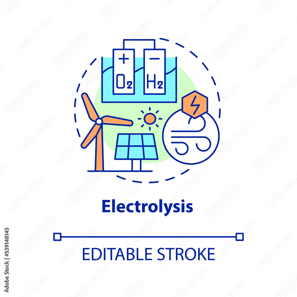 Electrolysis concept icon. Renewable energy production. Hydrogen ...