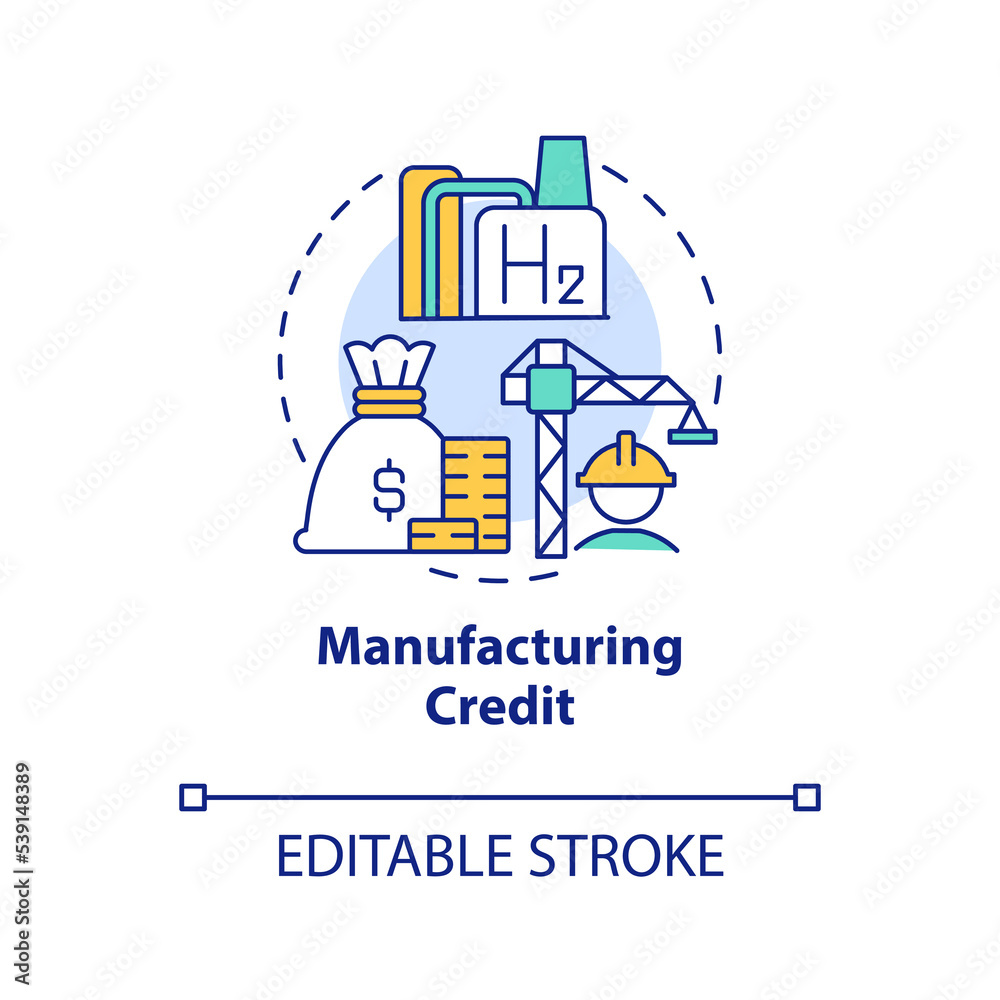 Manufacturing credit concept icon. Green business. Hydrogen station ...