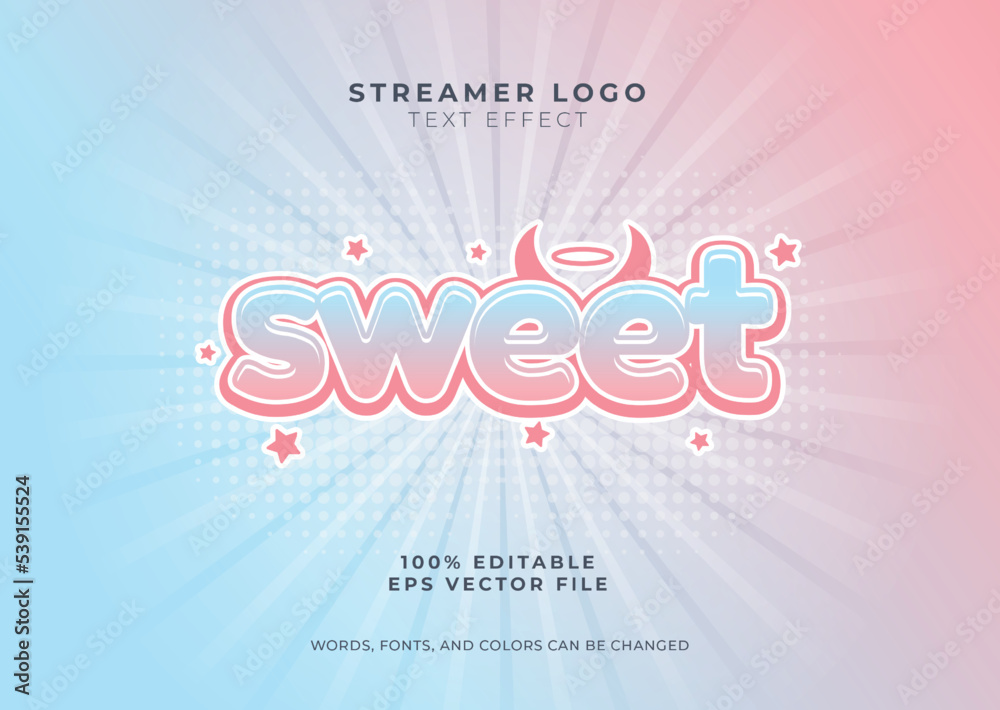 Sweet gradient editable text effect. Gradient pastel text effect ...