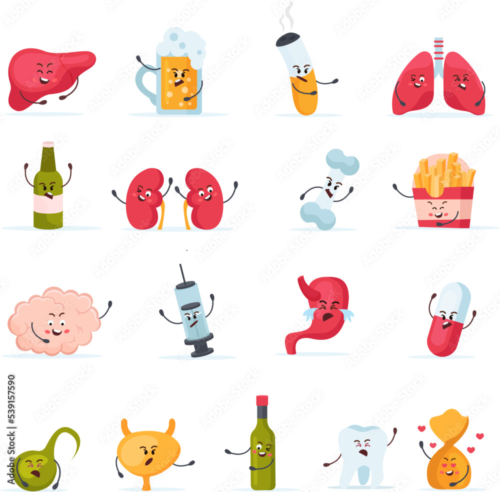 Human Organs Cartoon Set Stock Vector | Adobe Stock