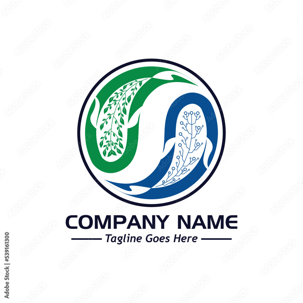 yin yang symbol logo, sample company logo, a simple vector design Stock ...