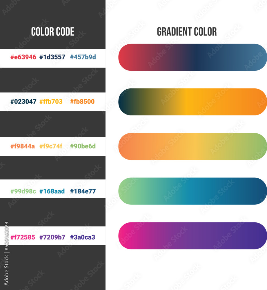 5 different gradient color palette Stock Vector | Adobe Stock