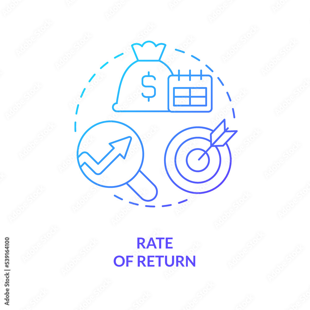 Rate of return blue gradient concept icon. Risk forecasting. Factor ...