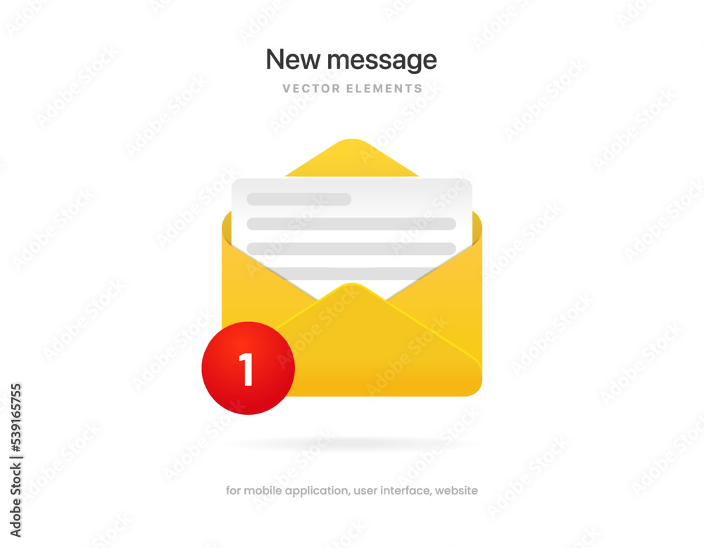 New message notification concept on realistic smartphone mockup. New ...