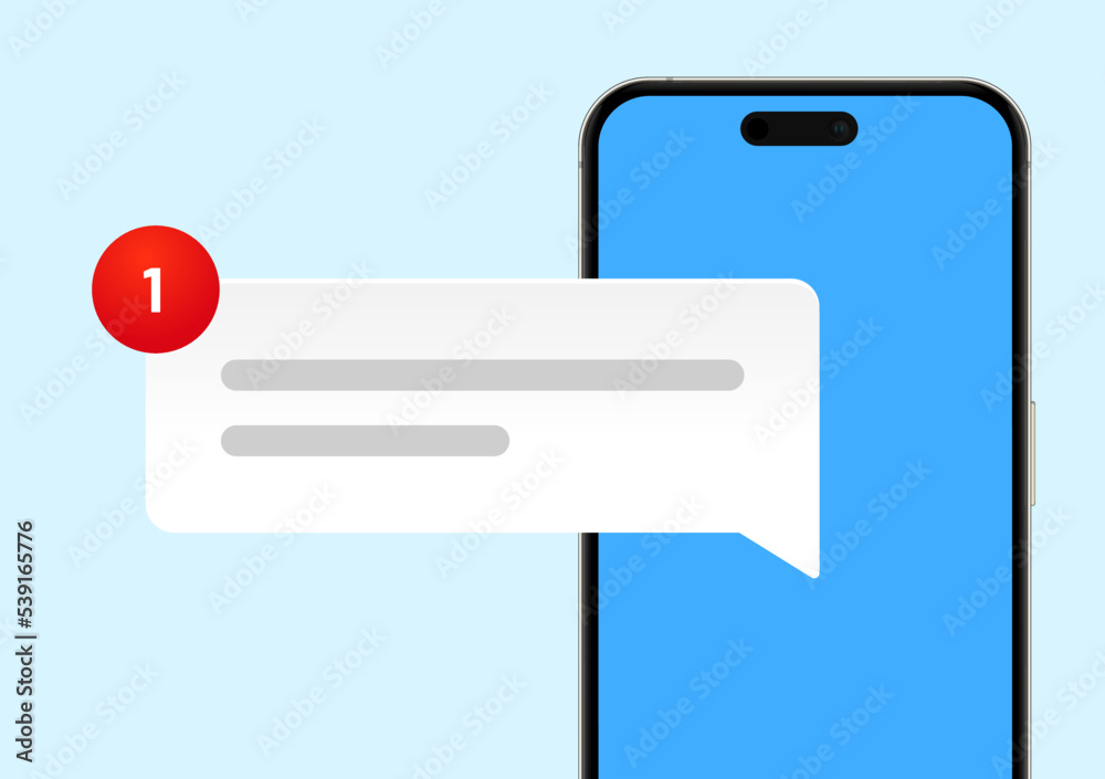 New message notification concept on realistic smartphone mockup. New ...