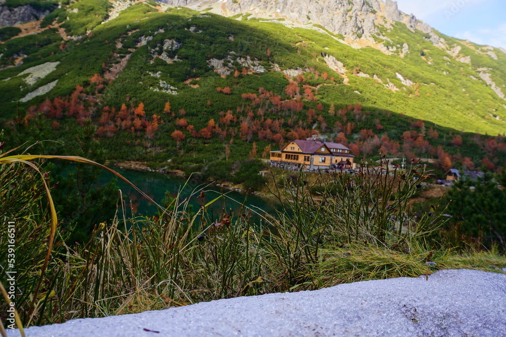 High Tatras and Zelene Pleso Green water lake with Belianske Tatry ...