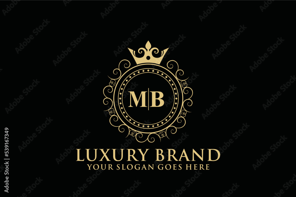 letter Initial MB elegant luxury monogram logo or badge template with ...