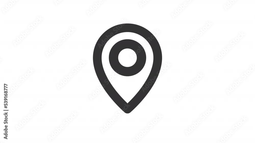 Animated location pin line ui icon. Saving spot on map. Seamless loop ...