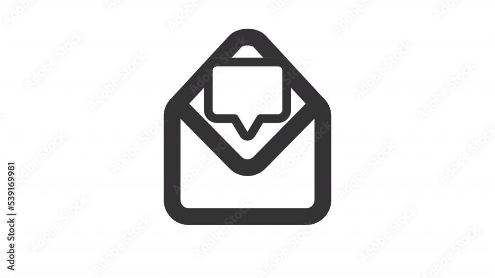 Animated read message line ui icon. Communication app. Seamless loop HD video with alpha channel ...