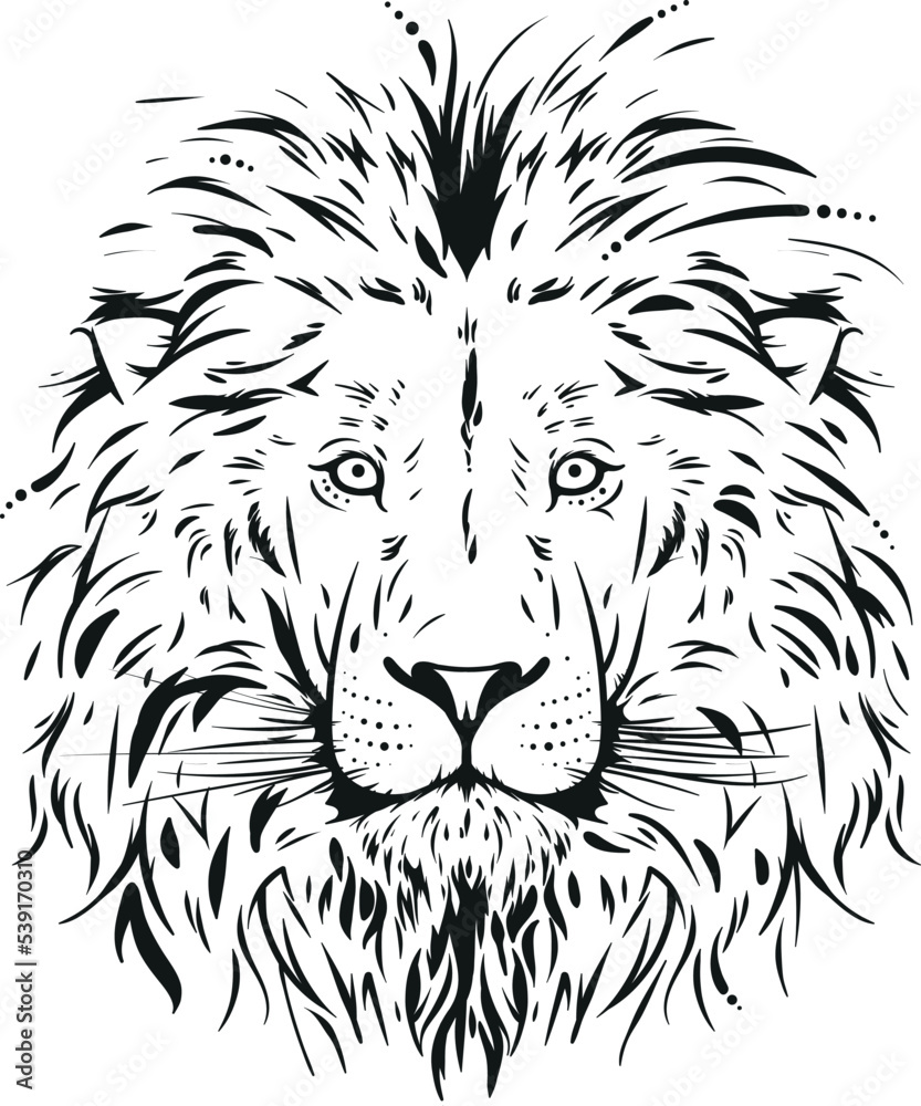 Abstract uncolored lion illustration line art for coloring with kids in ...