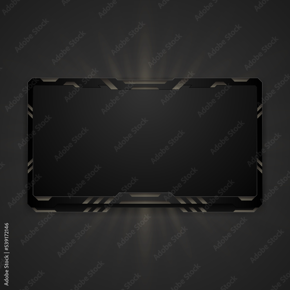 Metal border live stream overlay facecam video panel. Modern webcam ...