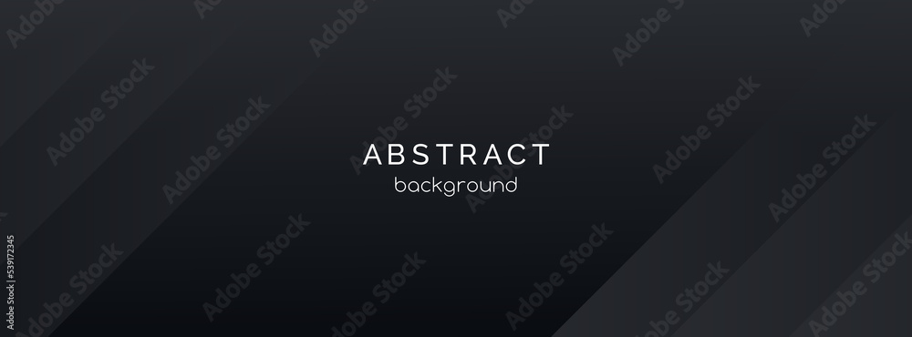 Black abstract vector long banner. Minimal dark background with lines ...